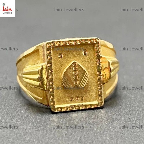 18 Kt, 22 Kt Real Solid Yellow Gold Square Comfort Fit Signet Men's ...