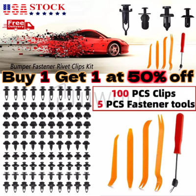 100Pcs Car Retainer Auto Fasteners Push Trim Plastic Clips Pin Rivet ...
