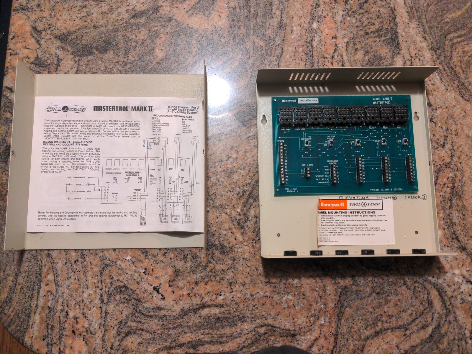 Honeywell MABS II 3-Zone Control Panel Troll-A-Temp 422041-1 Mastertrol ...