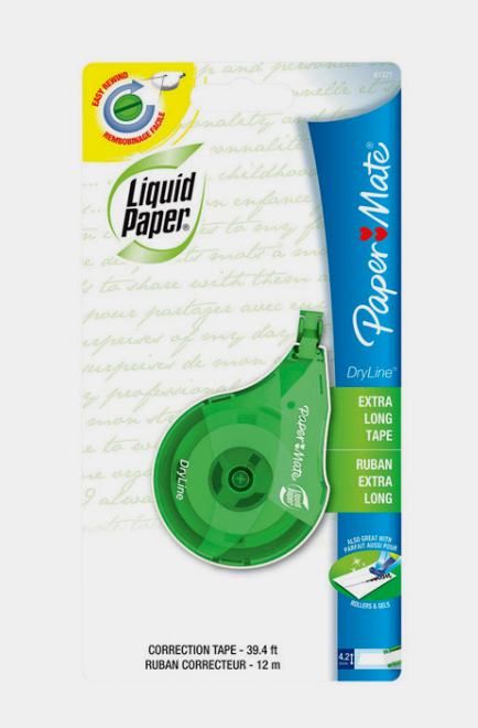 Papermate DryLine LIQUID PAPER White Correction Tape Extra Long Rewind ...
