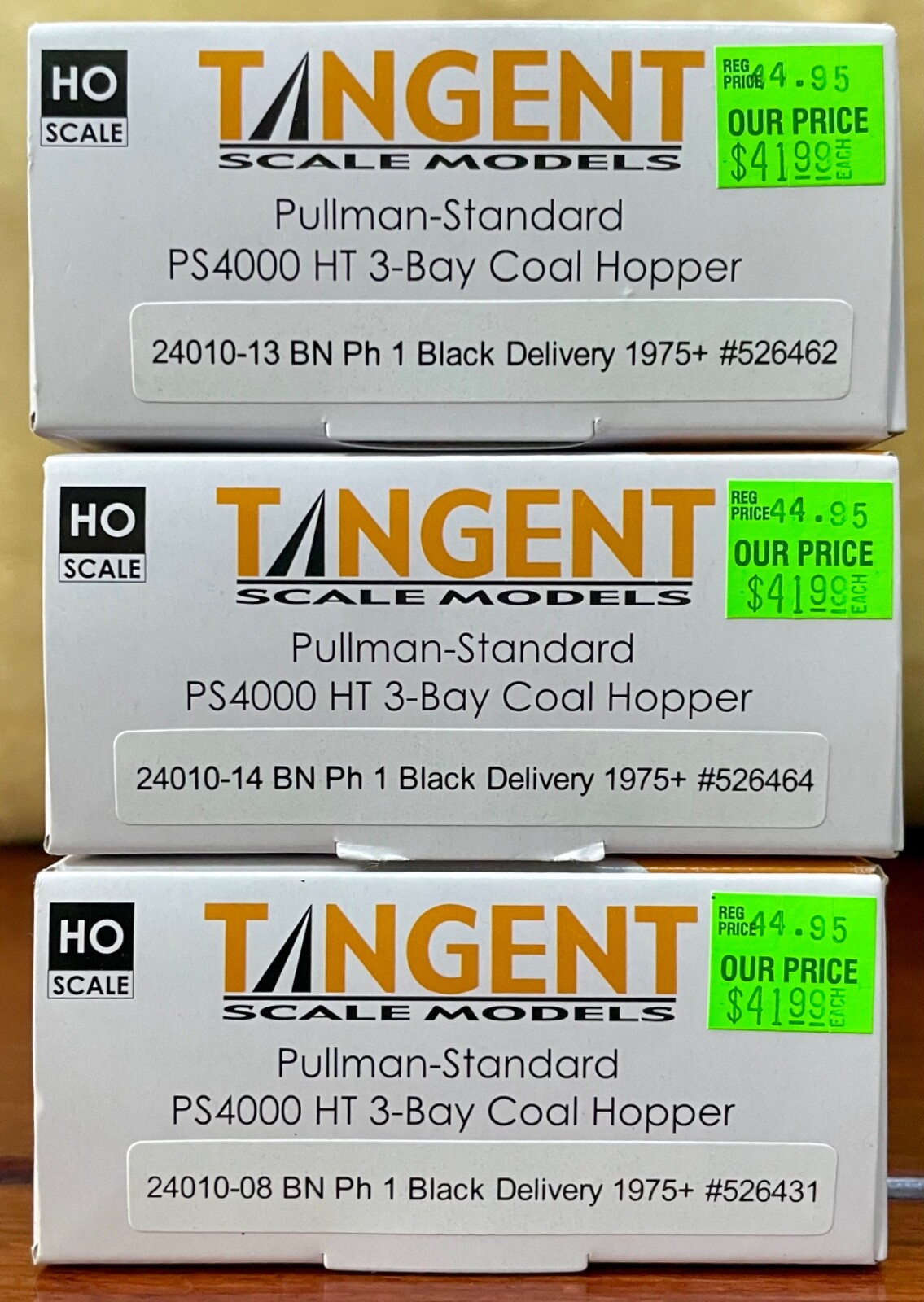 HO Tangent Scale Models BN PS 4000 HT 3-Bay Coal Hopper Set of Three ...