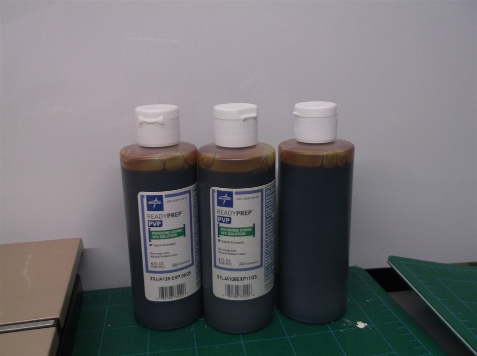 3 Medline Ready Prep PVP Povidone-Iodine 10% Solution, 4 Oz Bottles ...