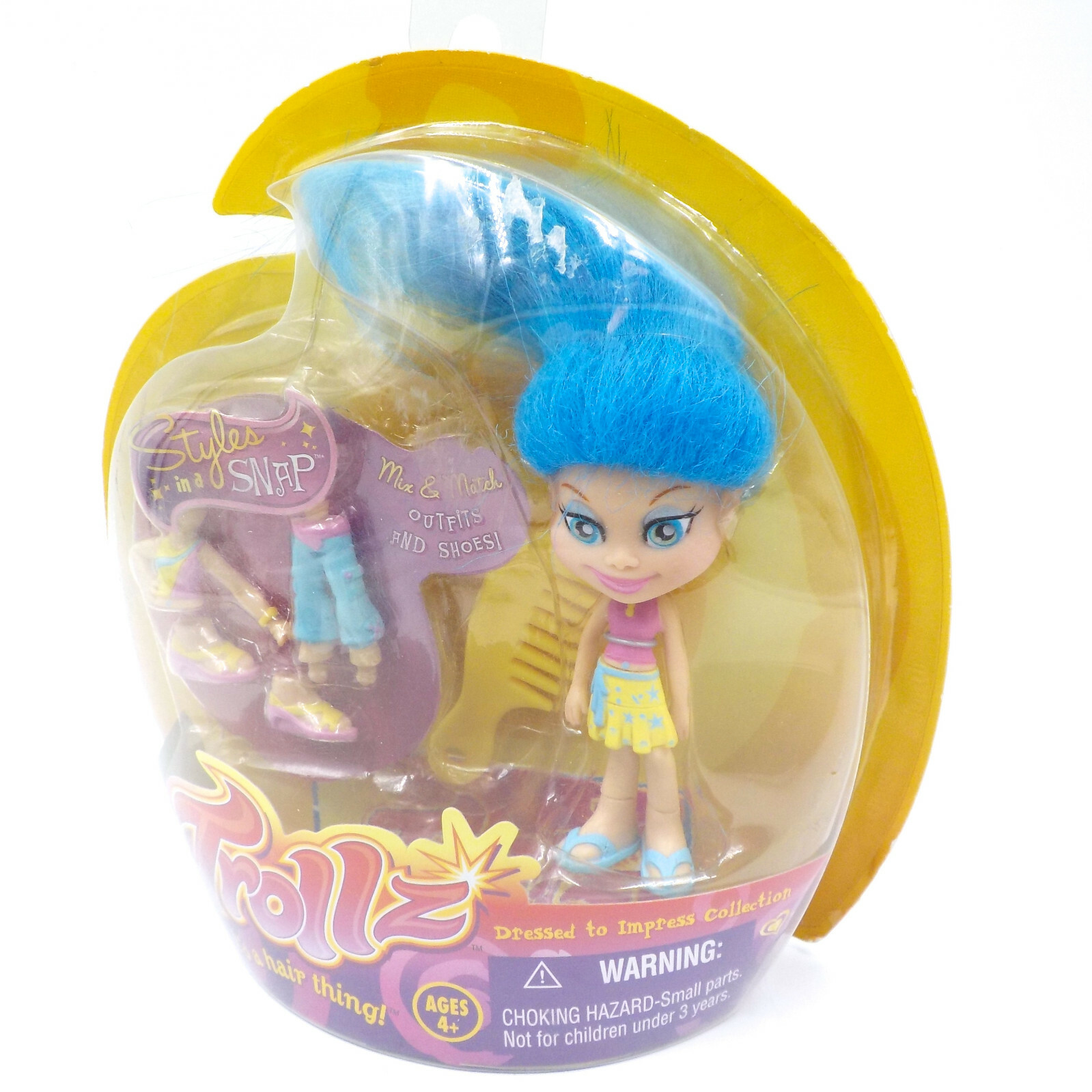 DAM Troll Doll w/ Blue Hair, Trollz Figure Dressed To Impress ...