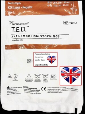 Cardinal Health TED Anti-embolism Stockings DVT Sock KNEE LENGTH XXXL R ...