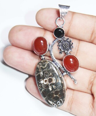 Turtella Jasper Coral Onyx Handmade Gemstone Pendant Jewelry Pendant ...