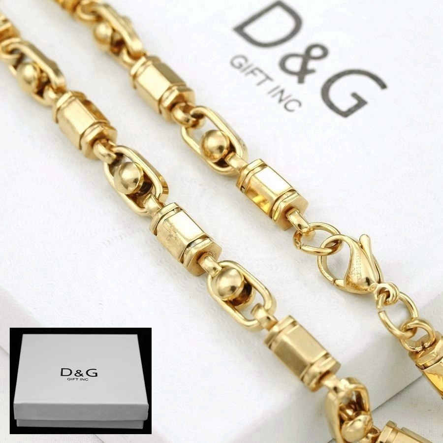 DG Men's 24" Stainless Steel 6mm,Hexagon Link Chain Classic Gold plated ...