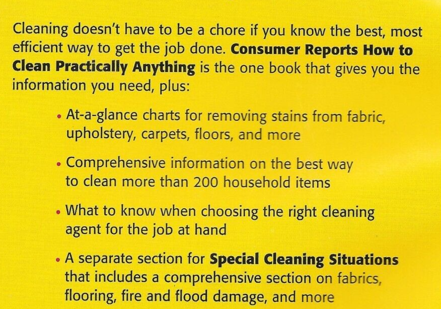 2006 Consumer Reports How To Clean Practically Anything Paper Back Book ...