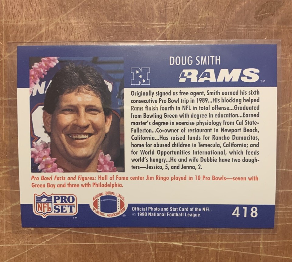 1990 Pro Set Football Doug Smith Los Angeles Rams Pro Bowl #418 | eBay