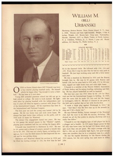 1933 Who's Who Major League Baseball George Uhle Bill Urbanski NICE ...