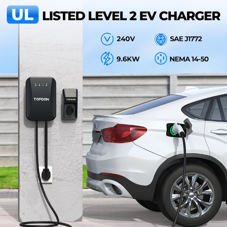 TOPDON Level 2 EV Charger 40Amp 240V Smart Home Electric Car Charger ...
