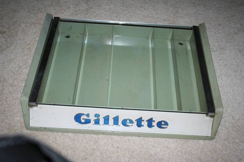 Vintage 1950s GILLETTE RAZOR Store Counter Display Case w Glass Lid ...
