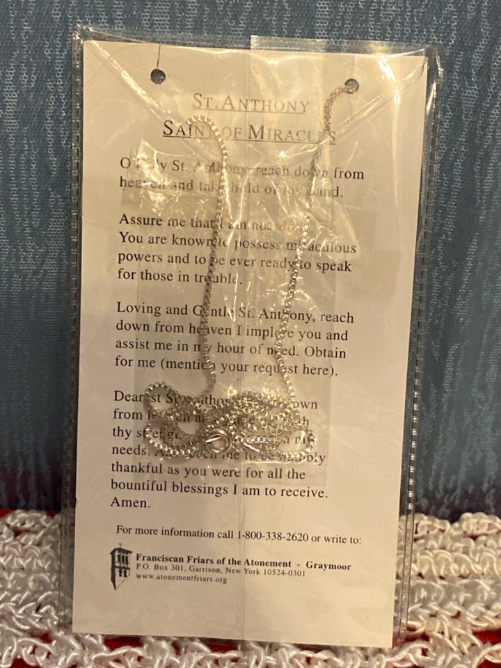 St. Anthony Saint of Miracles Pendant Chain Necklace Franciscan Friars ...