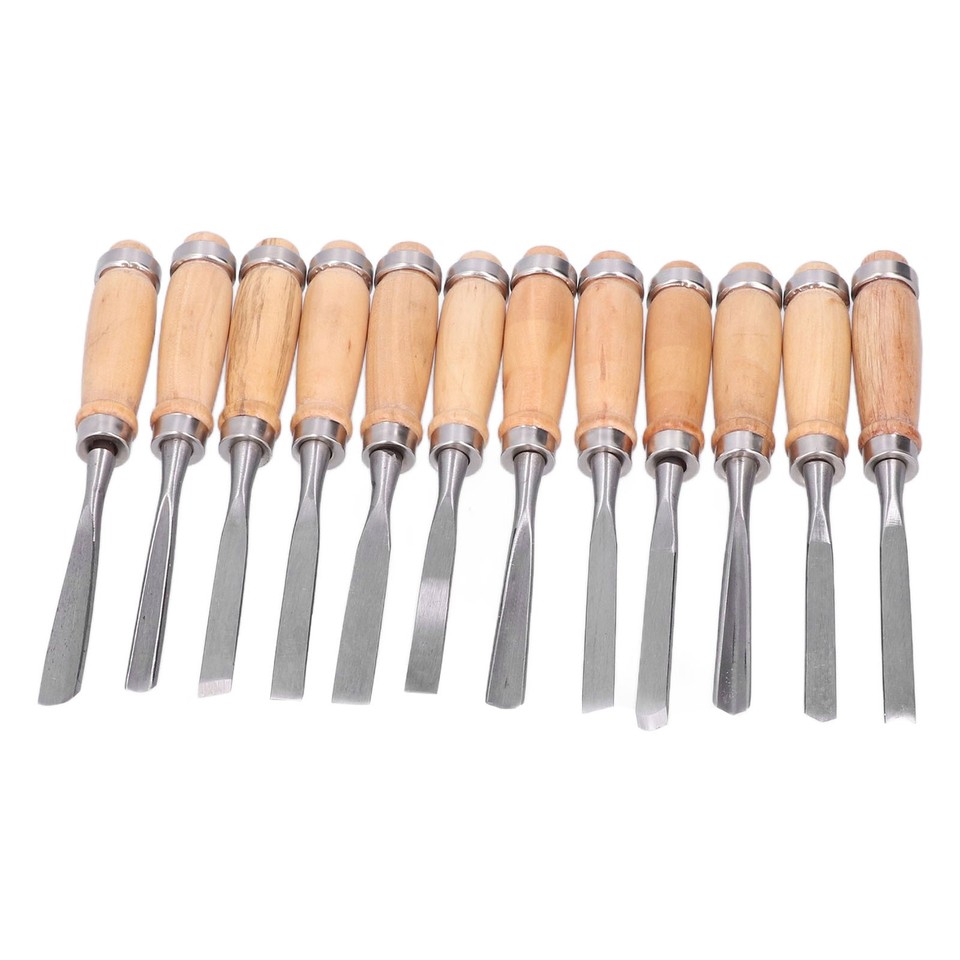 12Pcs Wood Chisels Set – Hardwood Carving & Turning Tools 8-inch Length ...
