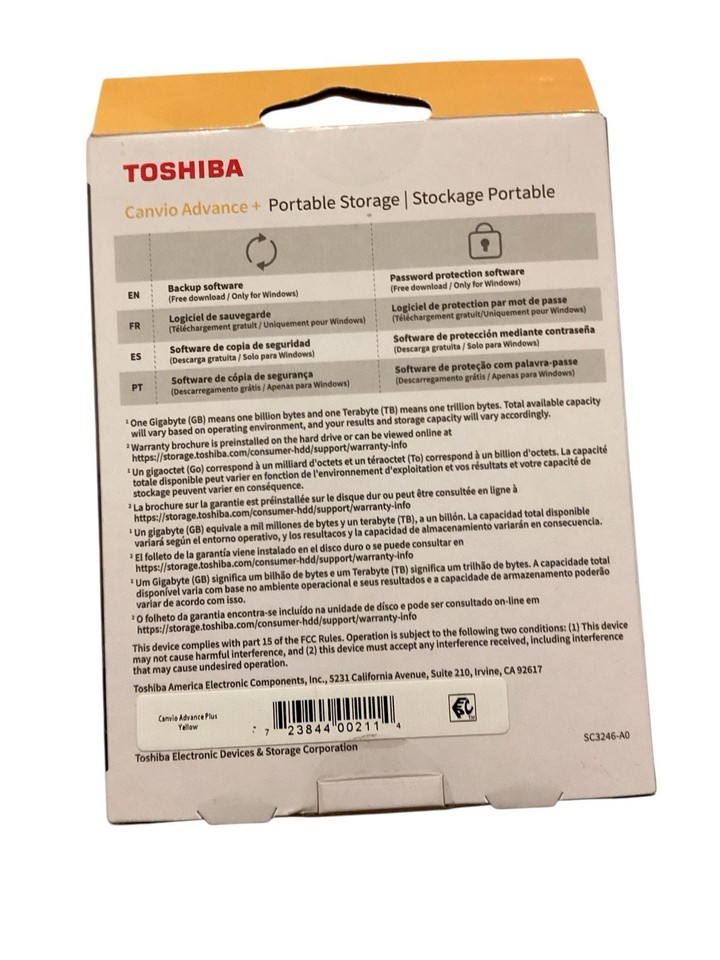 Toshiba Portable Canvio Advance Plus 2TB USB Yellow BRAND NEW | eBay