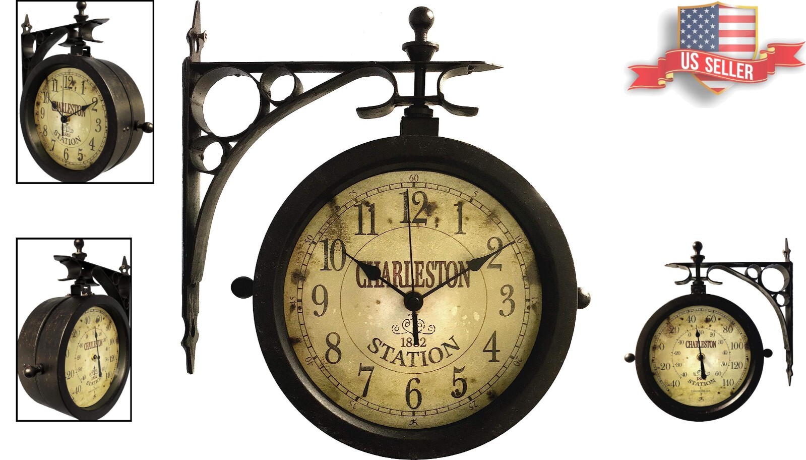 Weather-Resistant Train Station Clock with Double Sided Clock and ...