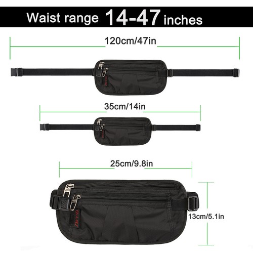 Hidden Security Money Passport Card Ticket Waist Belt Bag Pocket Travel ...