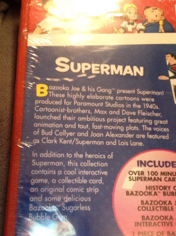 Bazooka Classic Bubble Toons: Superman (DVD) with Bazooka Joe Card-Game ...