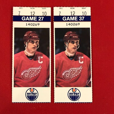 1989 Steve Yzerman Photo on Matched NHL Edmonton Oilers Season Ticket ...