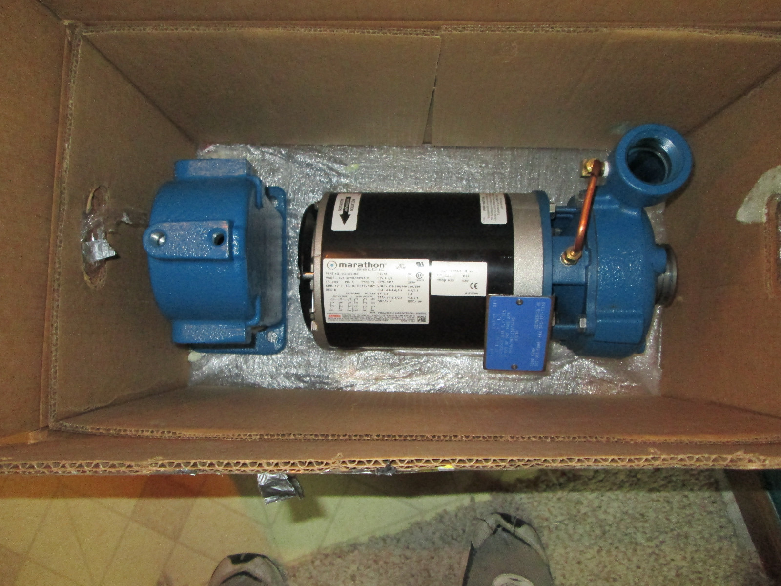 NEW SCOT PUMP 3022K201 MOTOR PUMP 16 SF W/ MARATHON MOTOR. 1.5 HP. 3450 ...