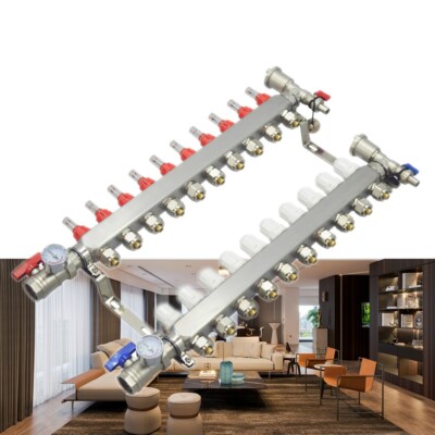 10 Branch Stainless Steel Floor Heating Water Distributor In Floor Heat ...