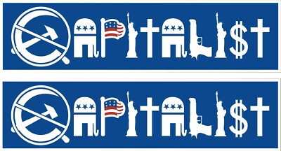 Capitalist Conservative Republican Bumper Stickers 1 Pair Tea Party ...