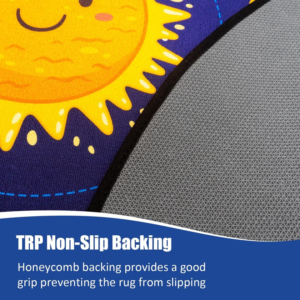 Round Space Rug for Kids Room Solar System Circle Rugs for Bedroom Kids ...