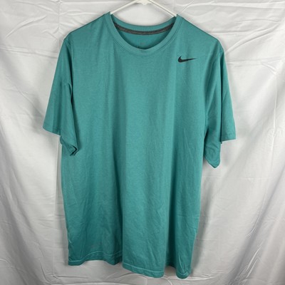 Nike Dri Fit Mens XL Turquoise Solid Logo Short Sleeve Athletic Shirt ...