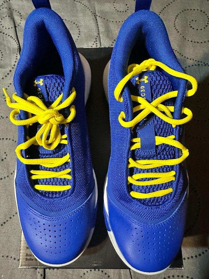 UNDER ARMOUR GS SC 3 ZERO BLUE WHITE YELLOW GRAY SHOES 7Y NEW WIT BOX ...