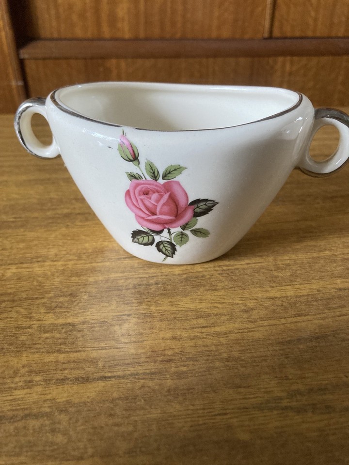Vintage Teapot and sugar bowl Rose Cheam Ellgreave Burslem Pottery ...