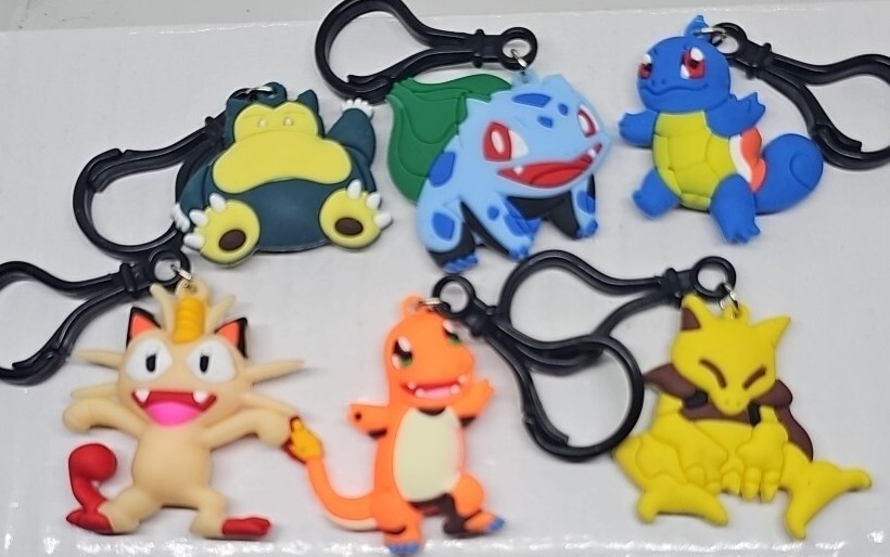 Lot of 6 Rubber Pokemon Keychains 2" Double-Sided Collectible - FREE ...