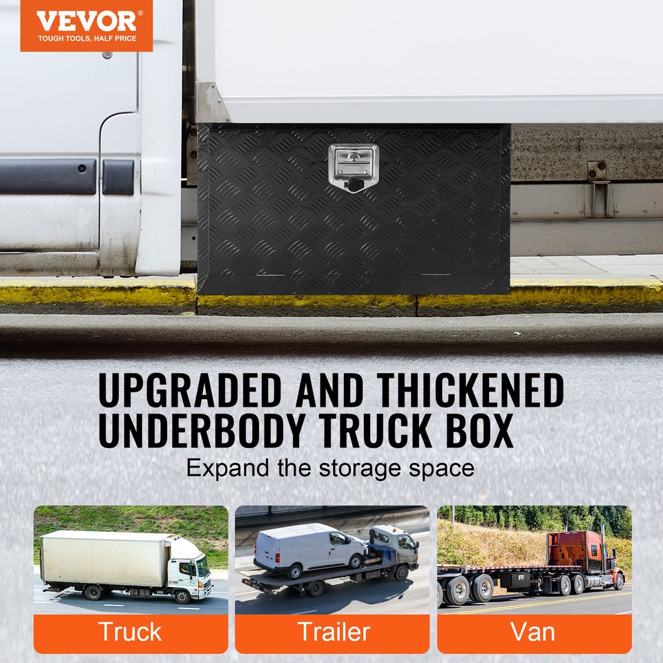 VEVOR Underbody Aluminum Truck Tool Box 30" x 14" x 16" Trailer RV Tool ...