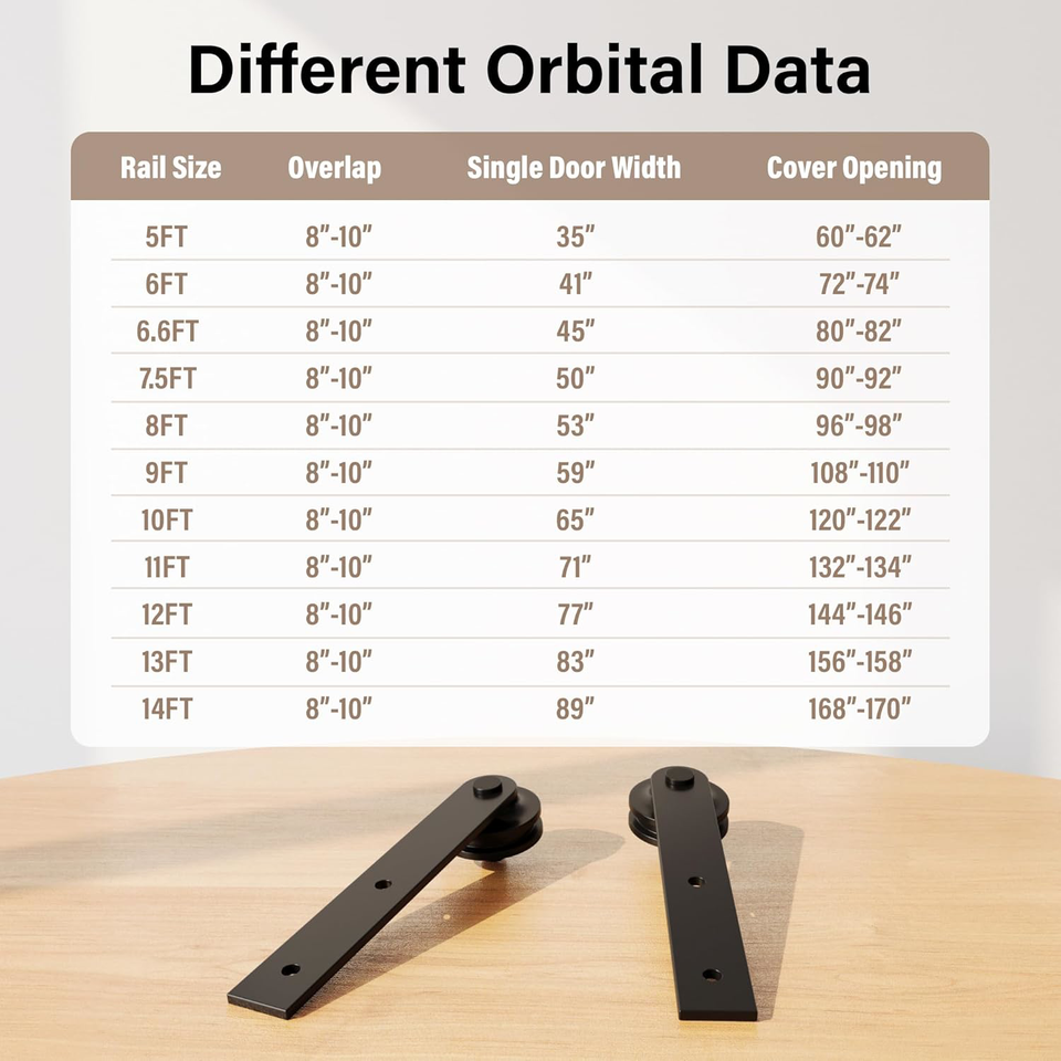 WinSoon 10/12/13/15/16FT Black Straight Design Sliding Roller Barn ...