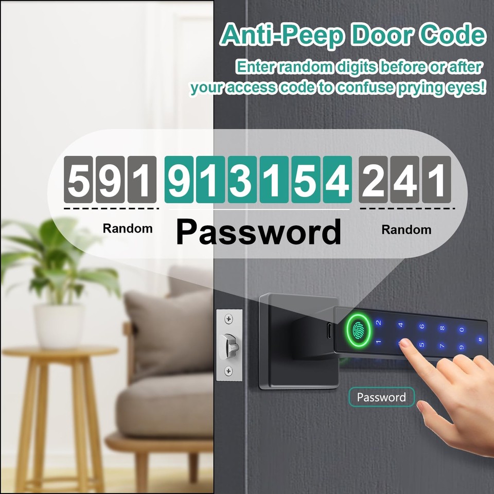 Fingerprint Door Lock,Smart Door Knob,Keyless Entry Door Lock with ...