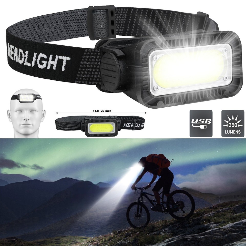 LED Headlamp Rechargeable Headlight Work Light Bar Head Band Lamp With ...