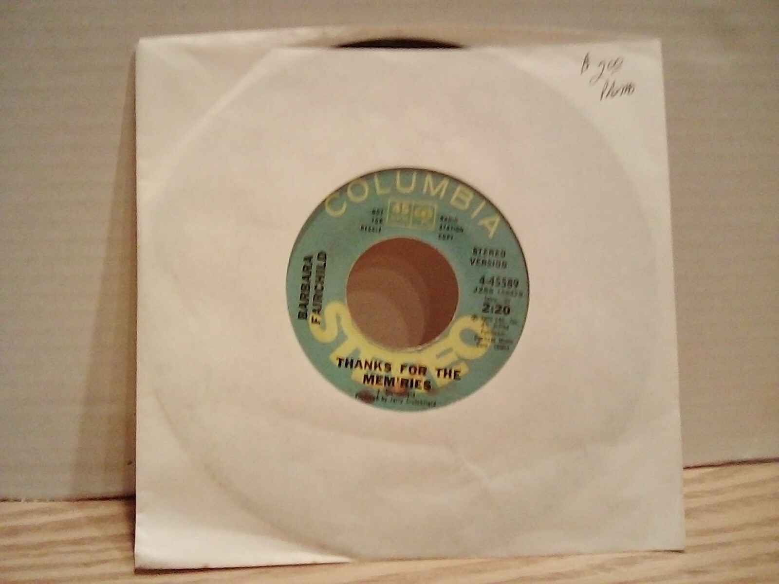 Barbara Fairchild 1972 Thanks For The Mem'ries 45 RPM PROMO Record EX ...
