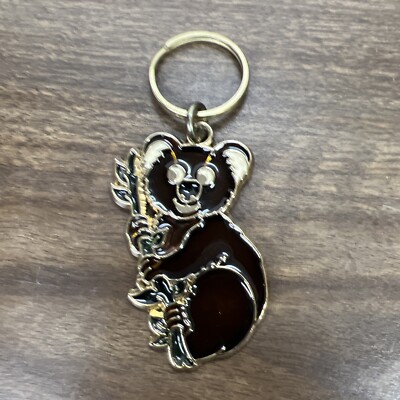 Vintage Koala Keychain Plastic Metal Brown Bear On Tree Limb | eBay