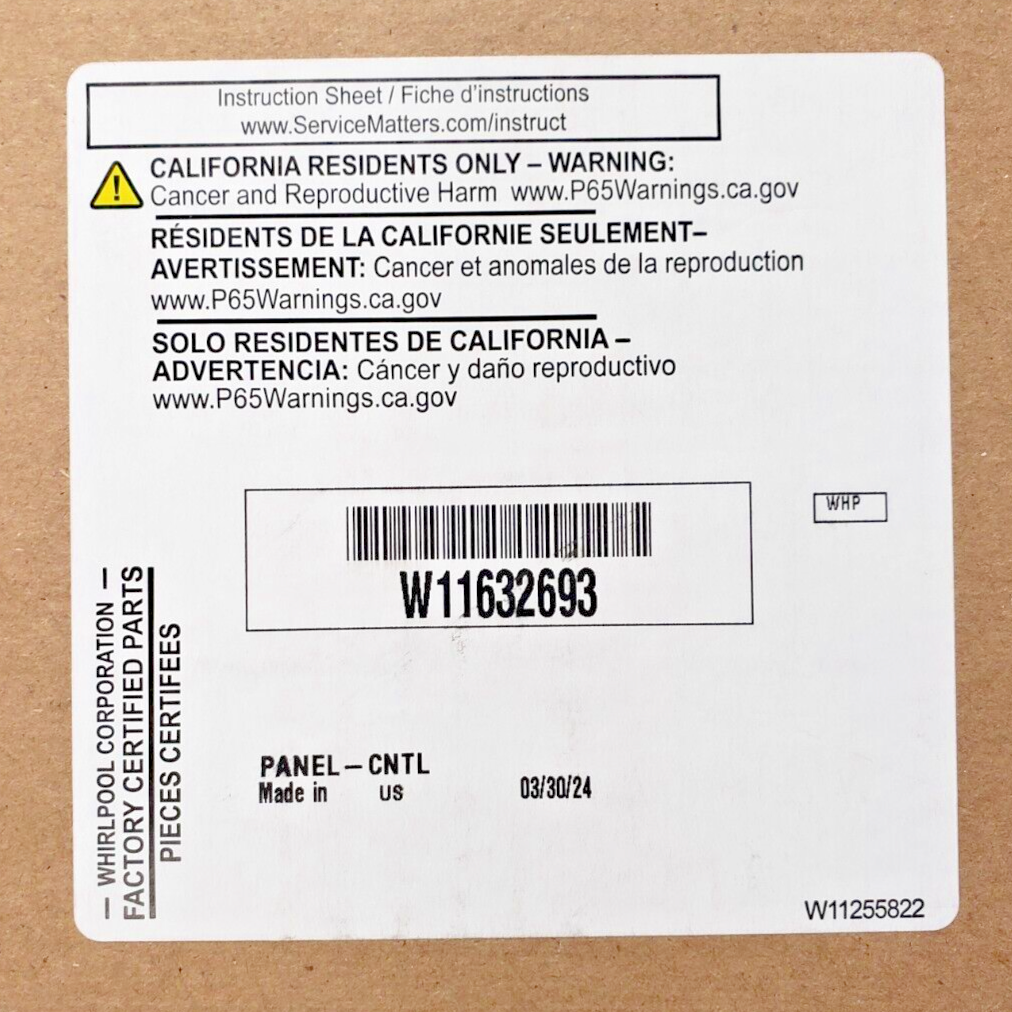 OEM Whirlpool Dishwasher Control Panel W11632693 *BRAND NEW!* | eBay