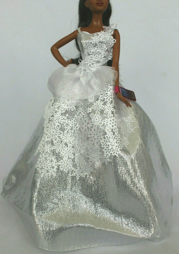Silver Formal Barbie Evening Dress Model Muse Gown Winter Snowflake ...