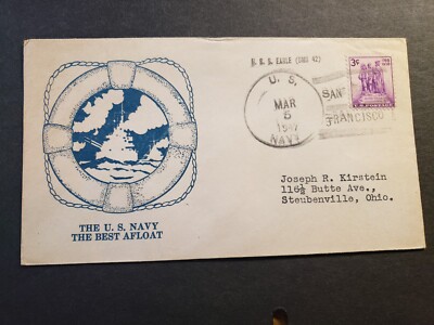 USS EARLE DMS-42 Naval Cover 1947 GRAF LIFEBUOY Cachet SAN FRANCISCO ...