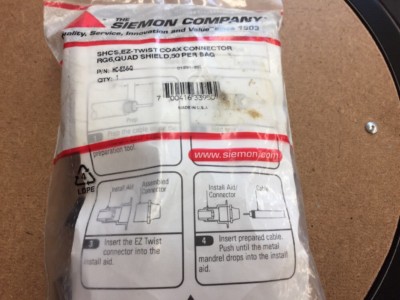Siemon Ez-Twist Coax Connector HC-EZ-6-Q Quad Shield RG6 Bag Of 50 | eBay