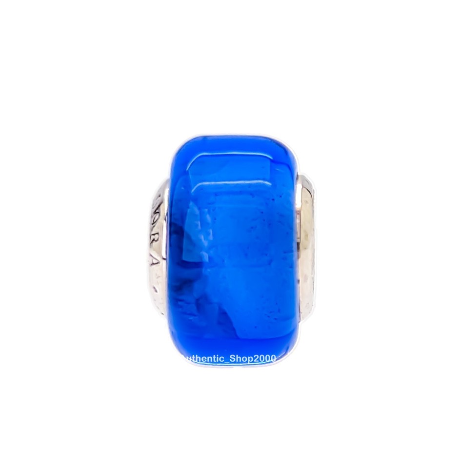 New 100% Authentic PANDORA 925 Ale Silver Blue Mini Murano Glass Charm ...
