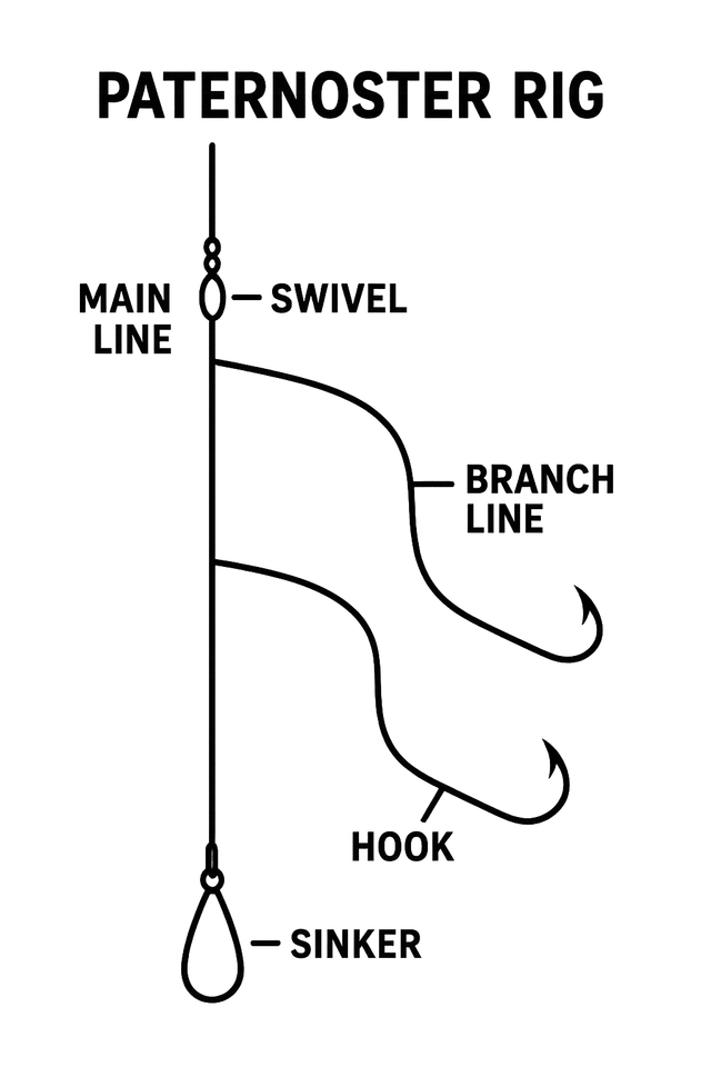 1x 6/0 Paternoster Rig – Long Shank Keeper Hook + Large Colourful Eyes ...