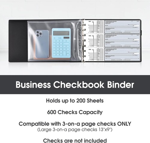 7 Ring Executive Business Check Binder 600 Checks Capcity for 9" x 13 ...