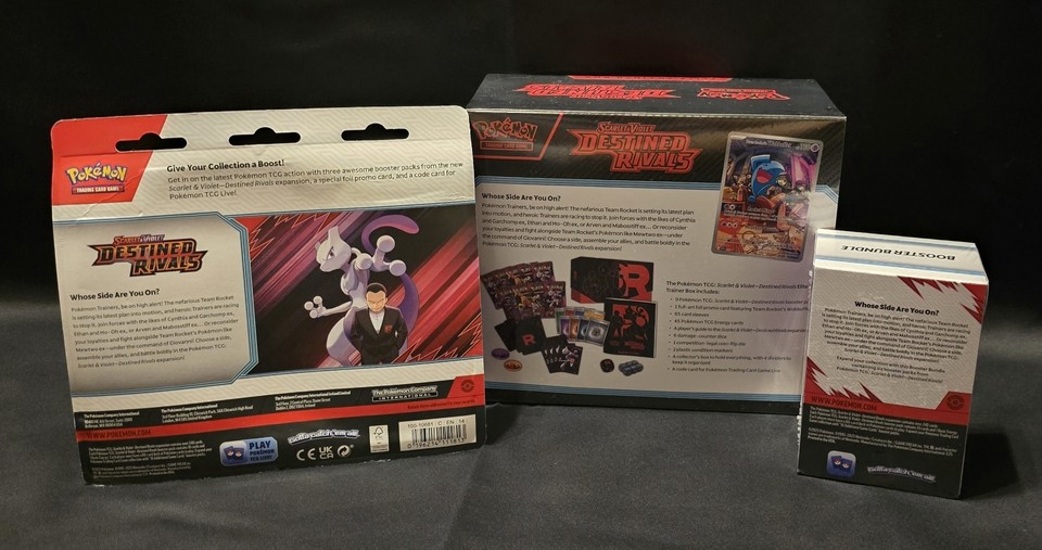 Pokémon TCG Destined Rivals ETB +Booster +3-Pack Promo Blister Bundle ...