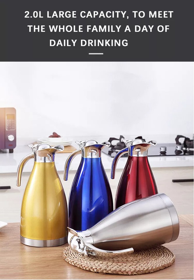 Thermal Flask for Family Stainless Steel Tea/Coffee Pot Large Hot Water ...