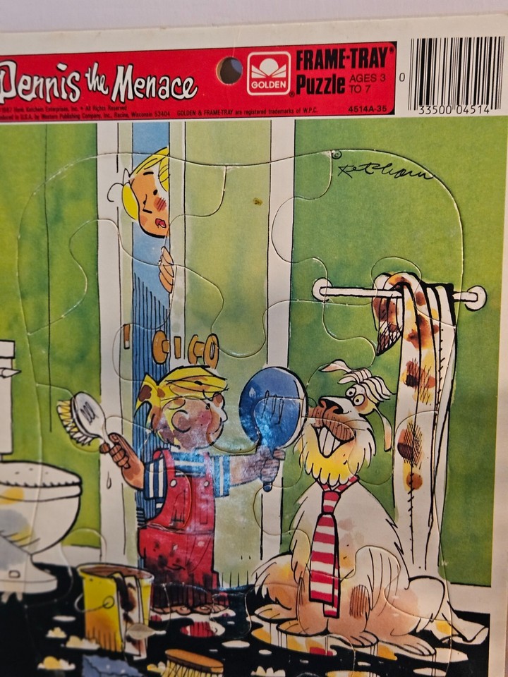 DENNIS THE MENACE Ruff vtg frame tray puzzle 1987 comic-strip Hank ...