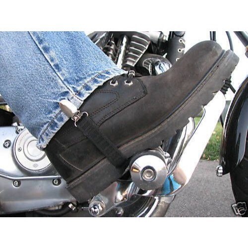 3/4" Black Adjuster..Stirrups Boot Biker Motorcycle Pants Clips Clamps ...