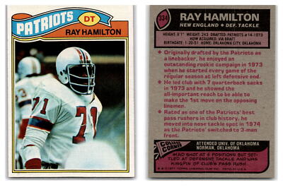 1977 Topps #334 Ray Hamilton EXMT/NM - New England Patriots | eBay