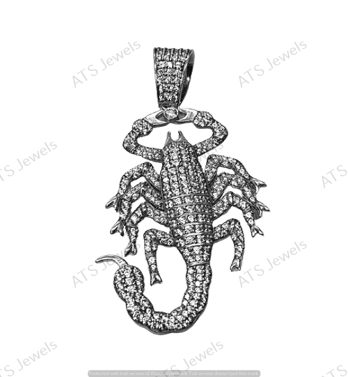 Men's 2.50 CT Lab-Created Diamond "Scorpion" Pendant Real 925 Sterling ...
