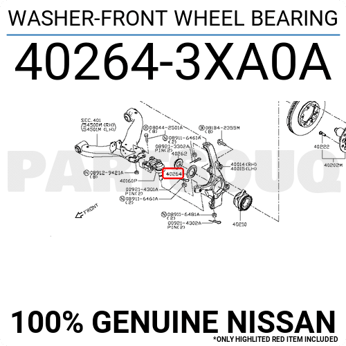 402643XA0A Genuine Nissan WASHER-FRONT WHEEL BEARING 40264-3XA0A | eBay
